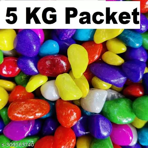 5 KG Fish Aquarium Water Dyed Multi-Color 15-30mm Size Gravel 2kg Stone ...